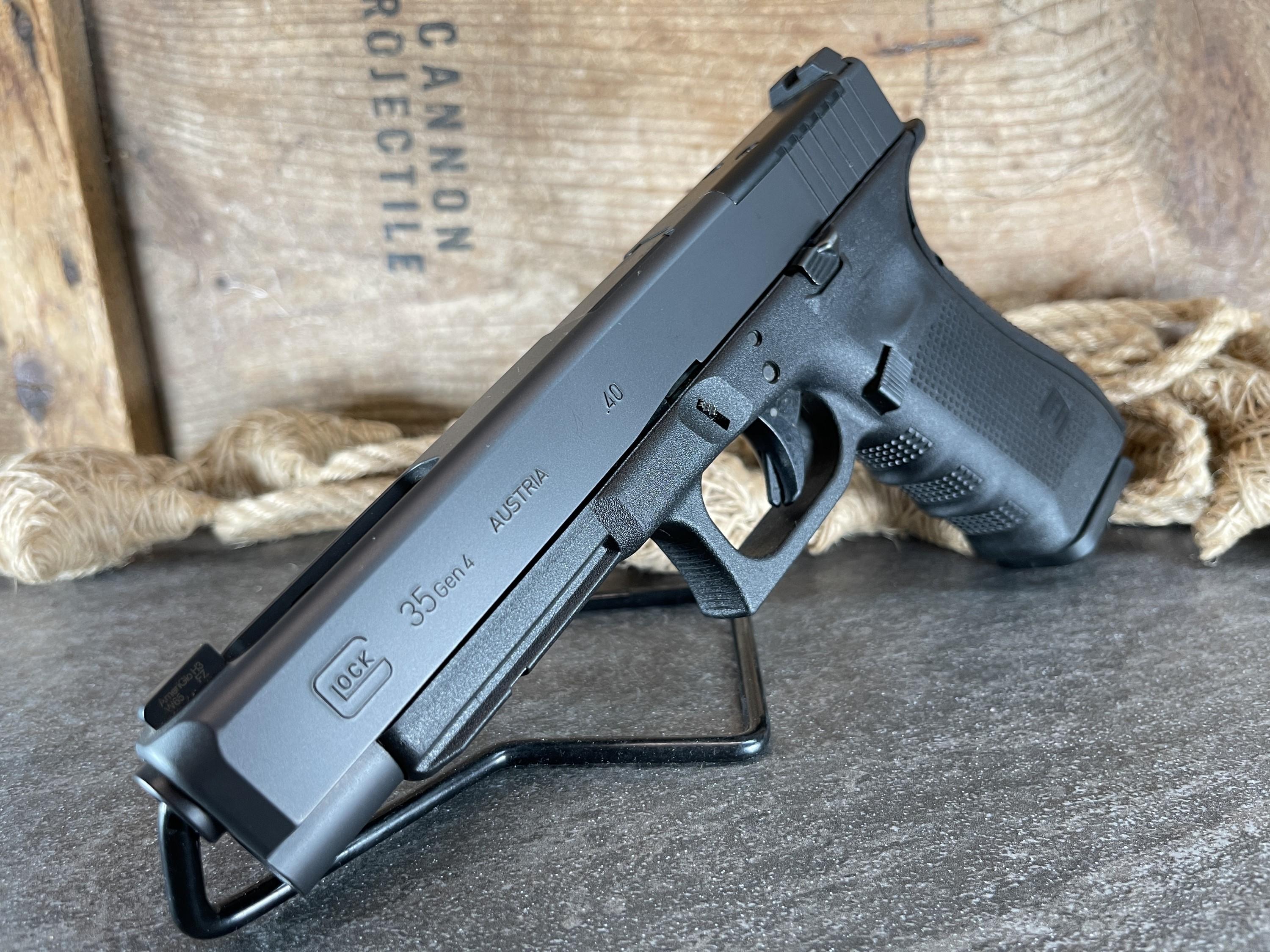 Glock 35 Gen 4 5.3" .40S&W w/ Burris Red Dot, in original case - Pre-Owned - harveysauctions.com