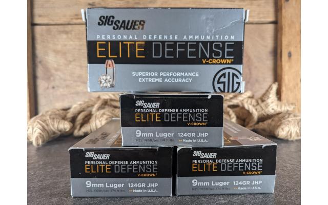 200 Rounds of Sig Sauer Elite Defense V-Crown 124Gr 9mm Ammo ...