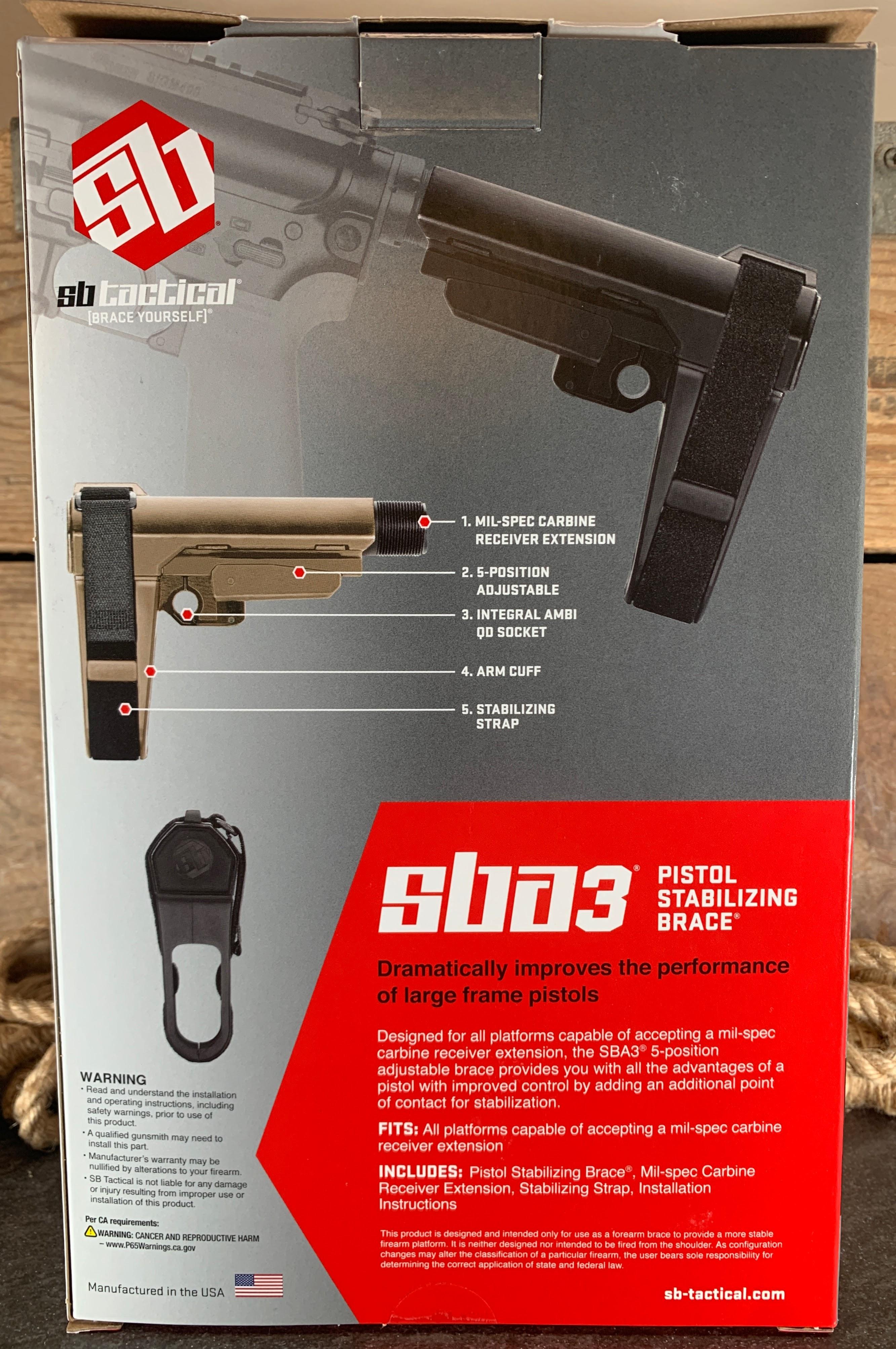 New SB Tactical SBA3 Pistol Brace - harveysauctions.com