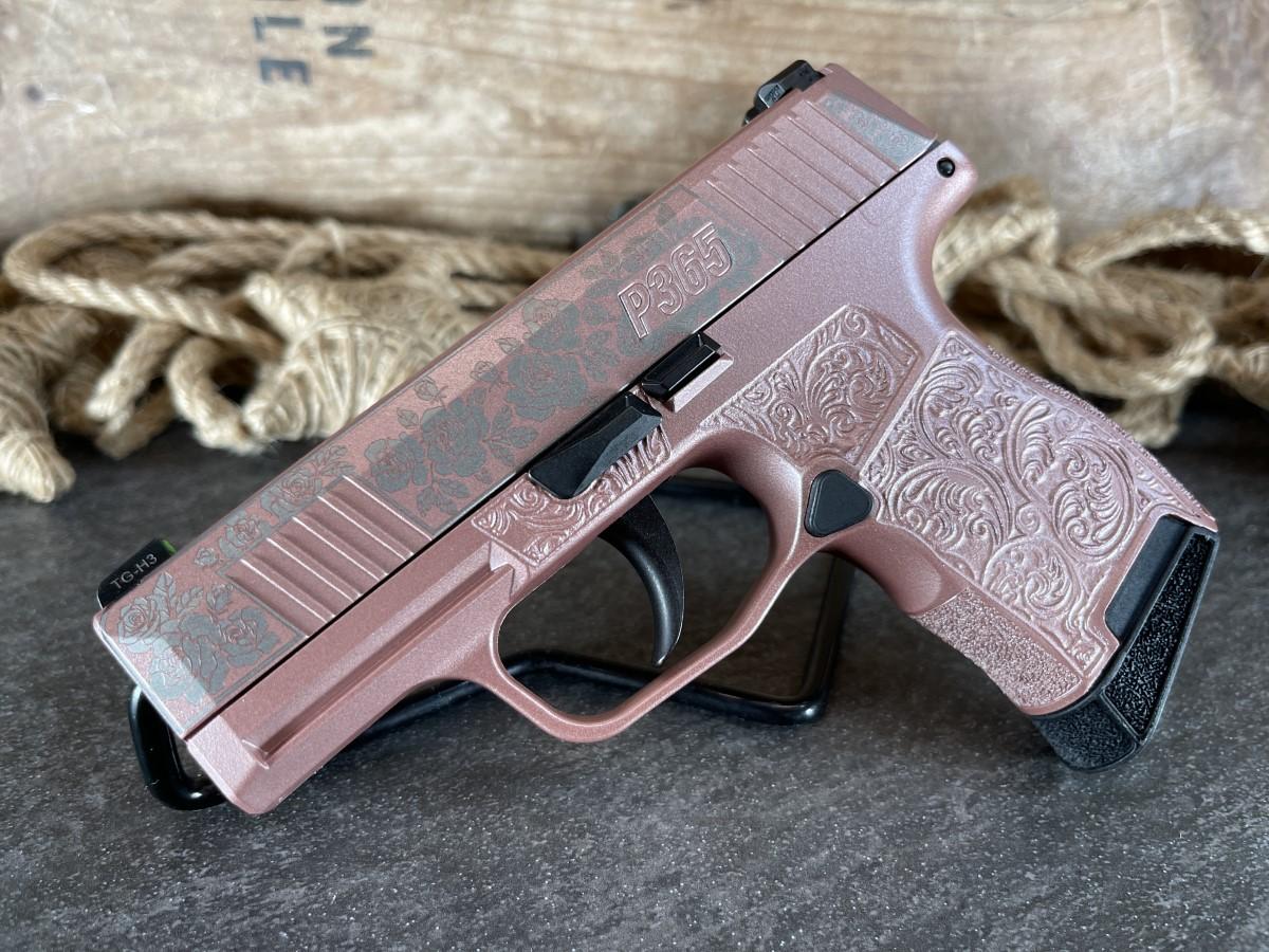 Sig Sauer P365 3.1” 9mm, Engraved Rose Gold - NEW! - harveysauctions.com