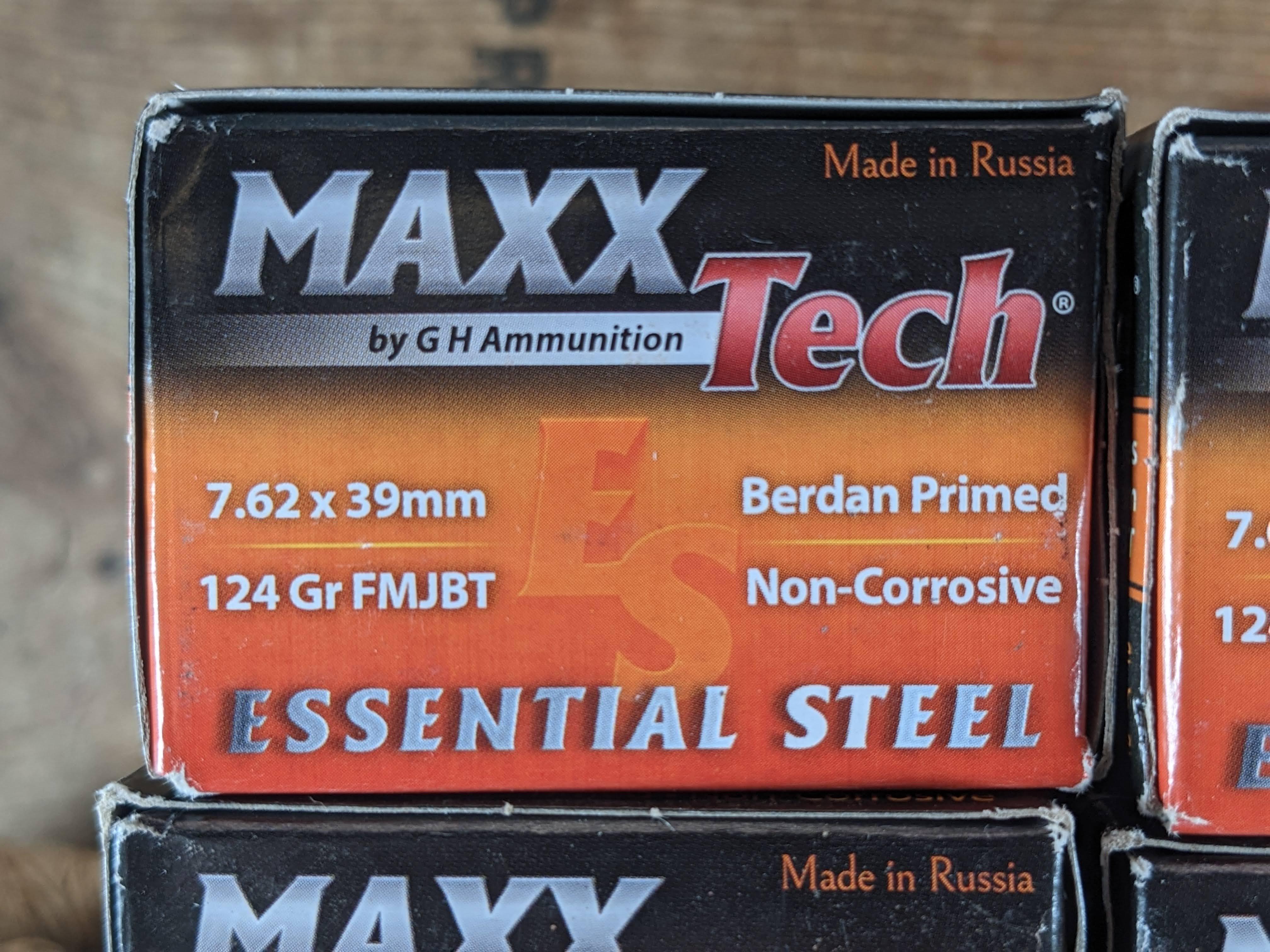 240 Rounds of Maxx Tech 7.62X39mm Steel Cased Target Ammo - harveysauctions.com