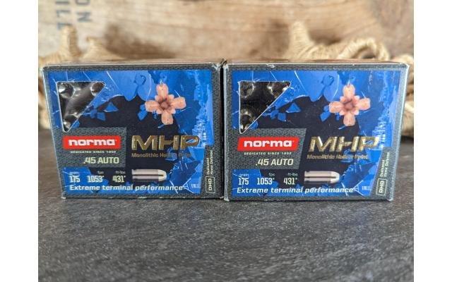 40 Rounds of Norma MHP 175Gr .45ACP Ammo - harveysauctions.com
