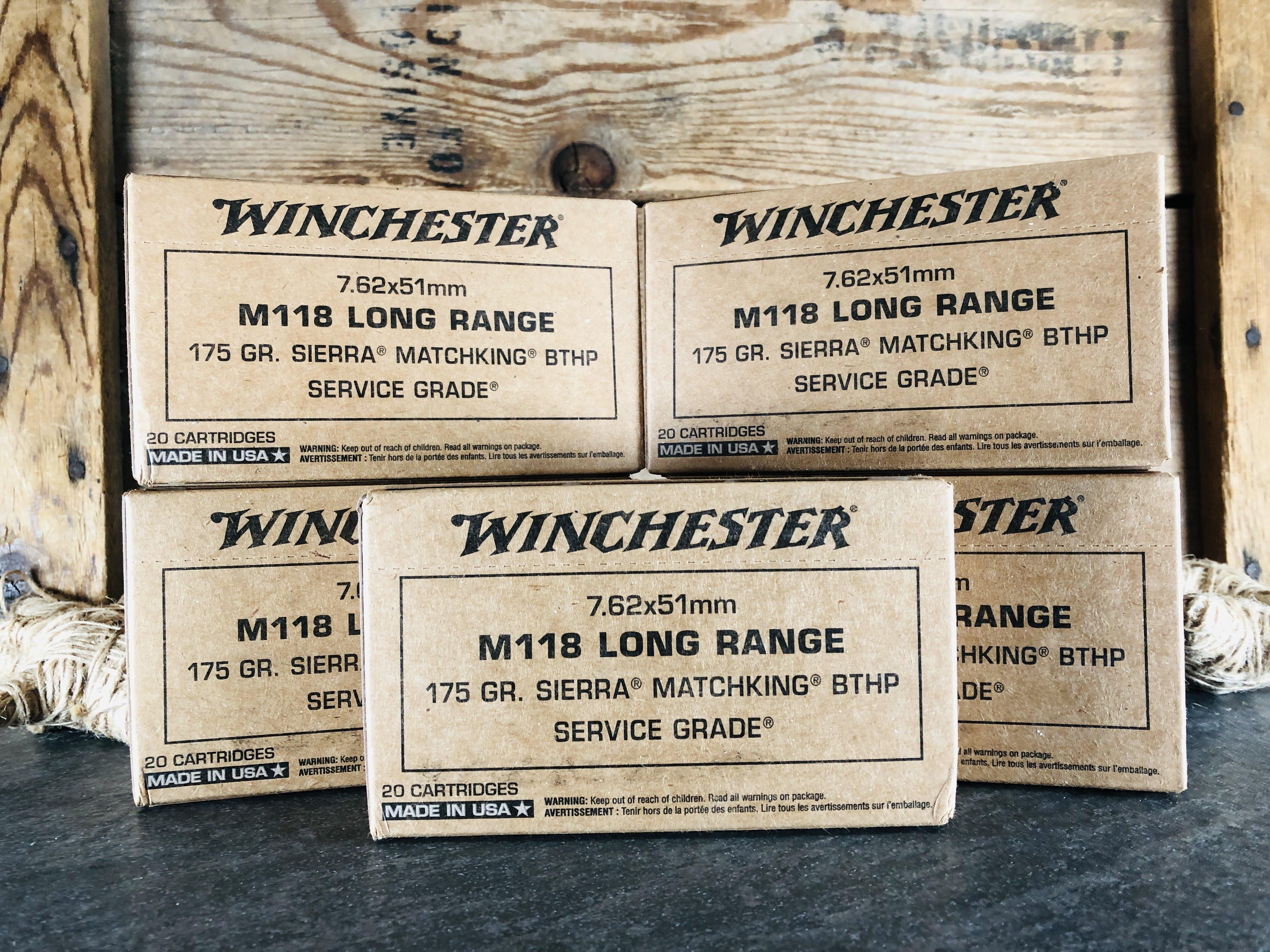 100 Rounds of 7.62x51mm M118 Long Range 175gr Ammunition ...