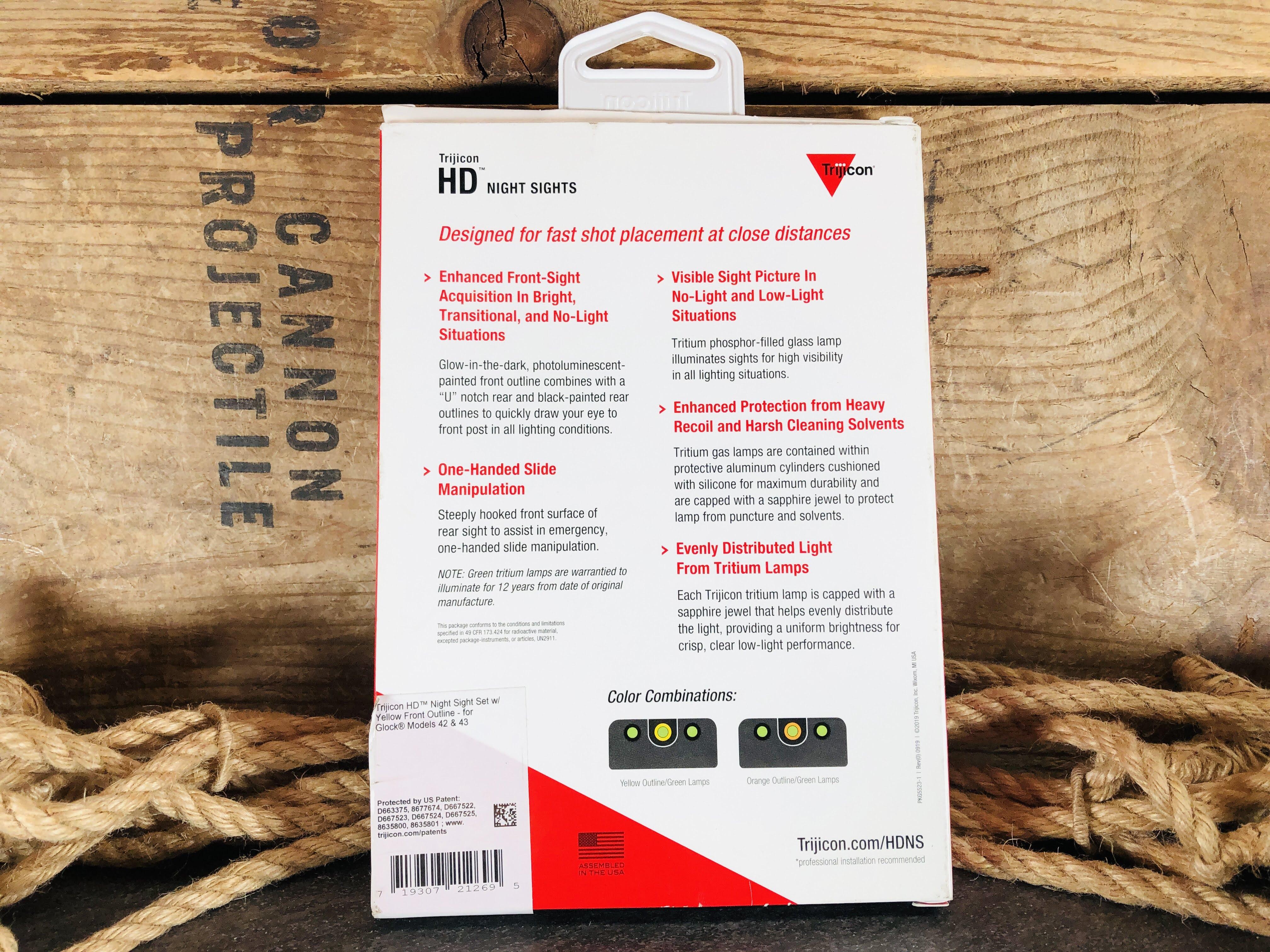 New Trijicon GL113-C-600784 Glock Small Frame Night Sights ...