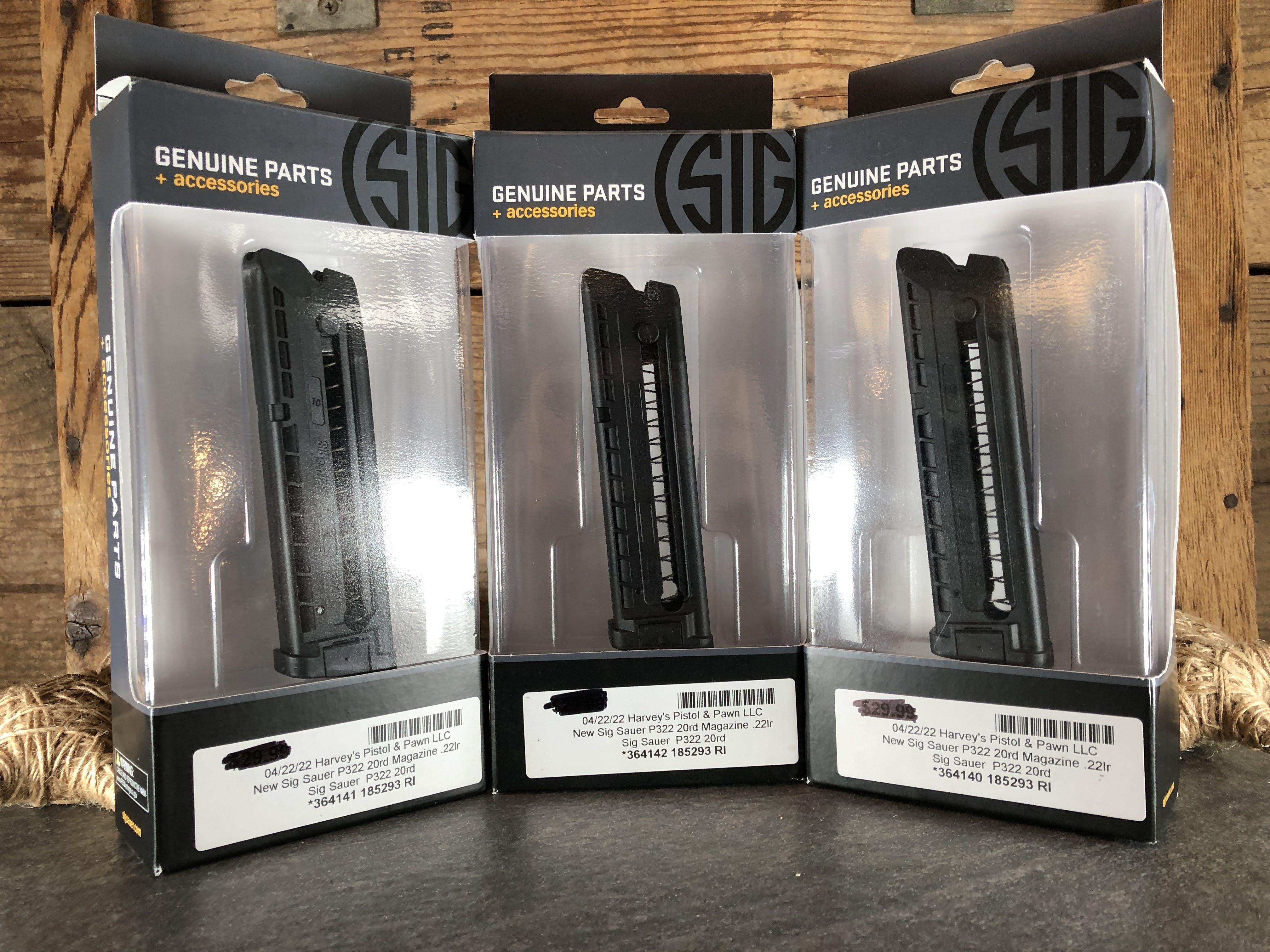Three new Sig Sauer P322 .22LR Twenty Round Capacity Magazine ...