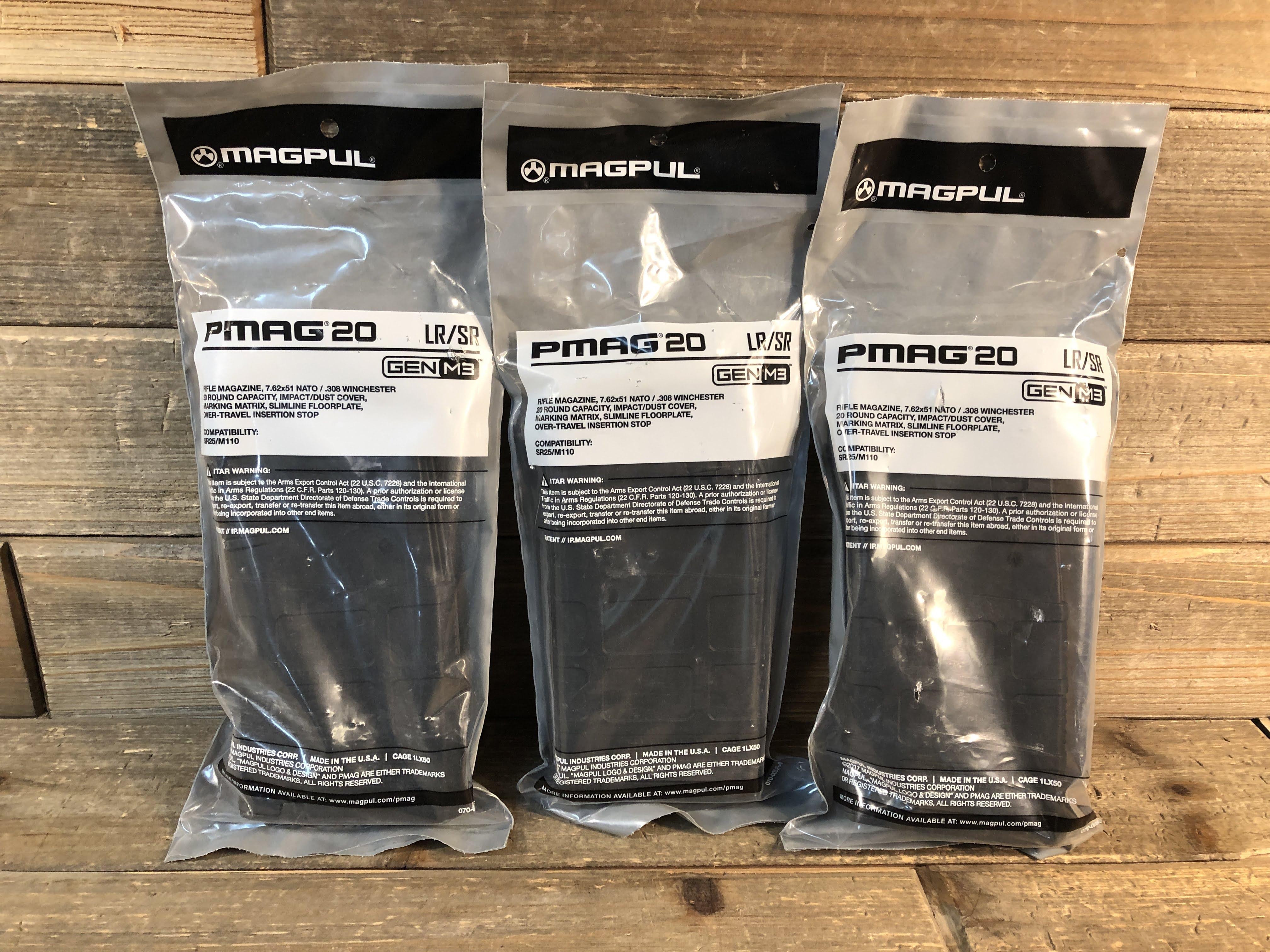 Three New Magpul Pmag20 7.62x51 Twenty Round Capacity Magazines ...