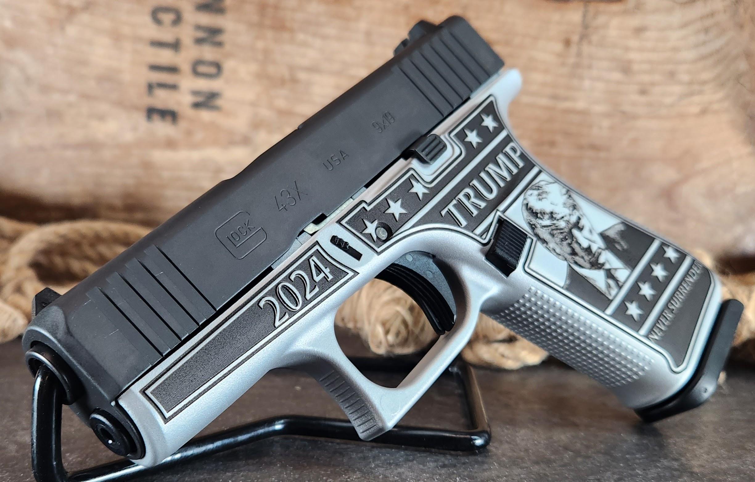 New Glock 43x Gen 5 " Custom Trump Mug Shot" 9MM White ...