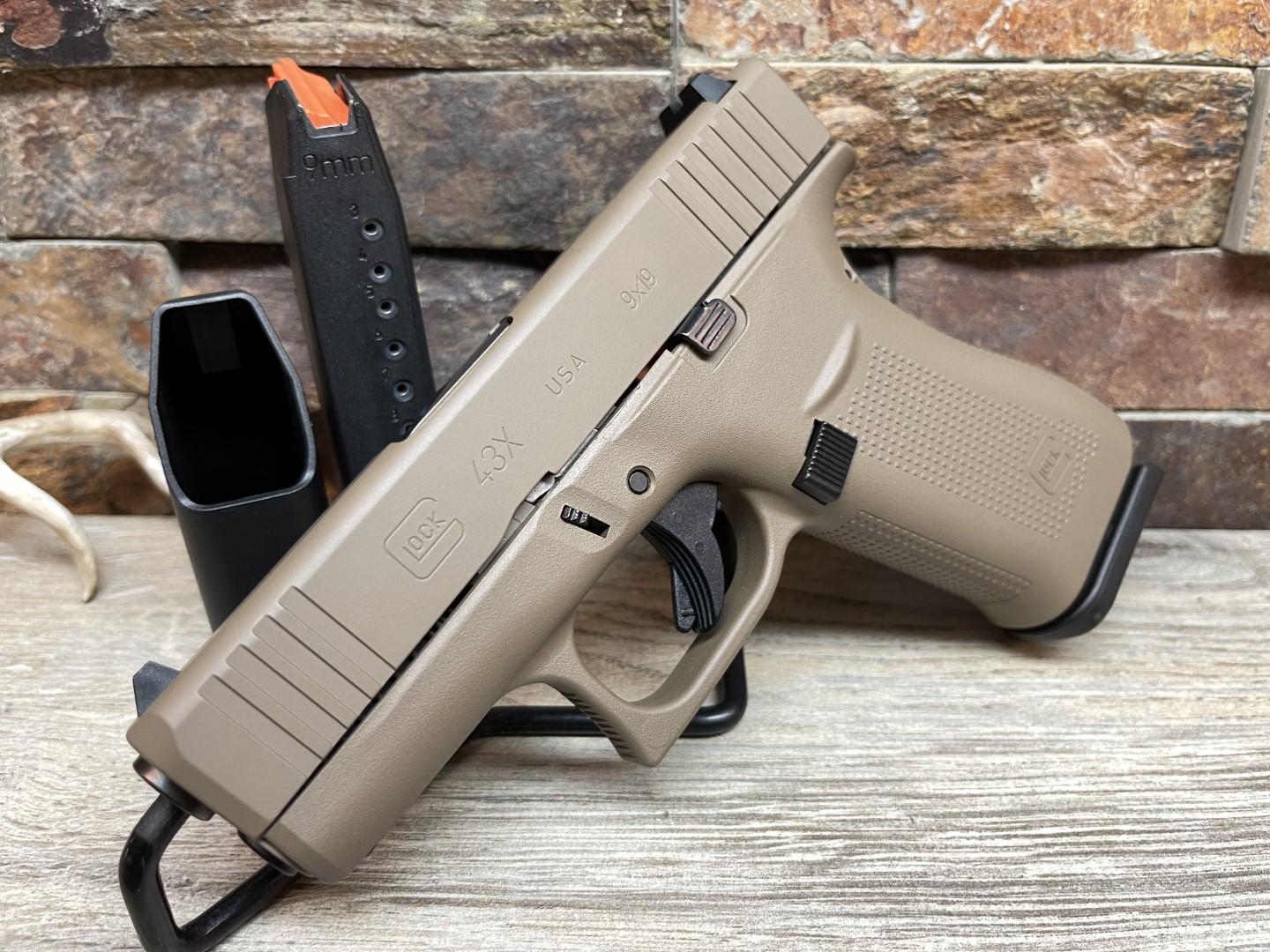 Glock 43X 3.4" 9mm, FDE - NEW! - harveysauctions.com