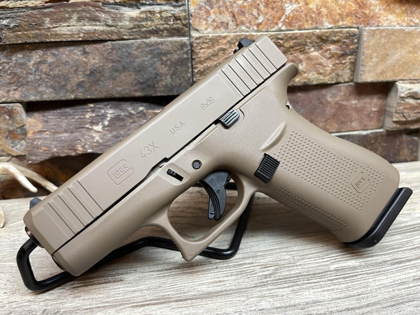 Glock 43X 3.4" 9mm, FDE - NEW! - harveysauctions.com